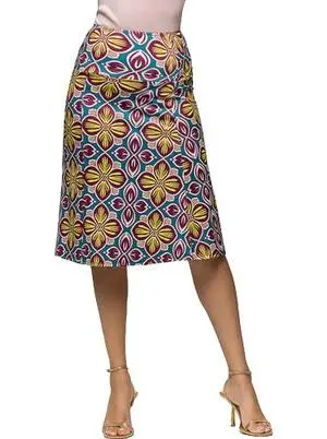 24SEVEN COMFORT APPAREL Maternity Floral Print Knee Length Skirt - Green Multi