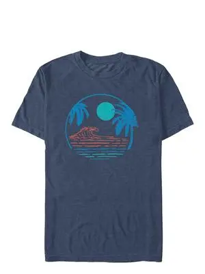 LOST GODS Retro Wave Badge Graphic T-shirt - Navy Blue Heather