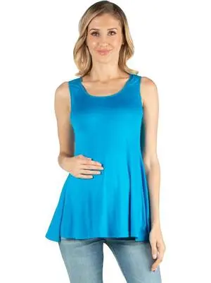 24SEVEN COMFORT APPAREL Maternity Scoop Neck Sleeveless Tank Top - Turq