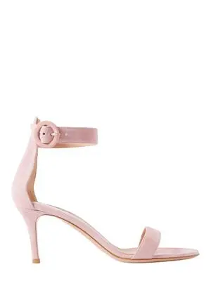 GIANVITO ROSSI Portofino 70 Suede Sandals - Pink