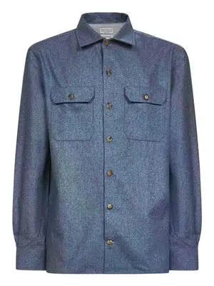 Brunello Cucinelli Patch-pocket Buttoned Shirt - Blue