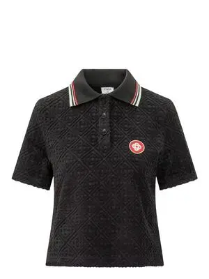 Casablanca Monogram Jacquard Polo Shirt - Black