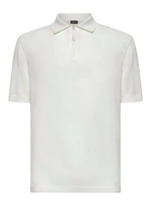Zegna Three-button Ribbed Polo Shirt - White