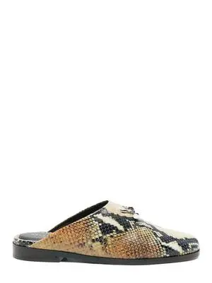 Alexander McQueen Snakeskin-effect Leather Mules - Neutrals