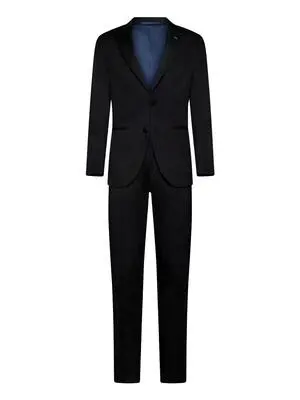 D4.0 Notched-lapels Single-breasted Suit - Black