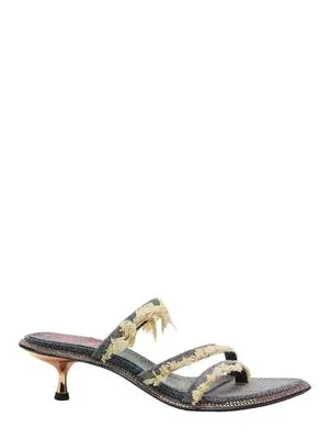DIESEL® 45mm D-havanna Frayed Denim Crystal-embellished Sandals - Blue