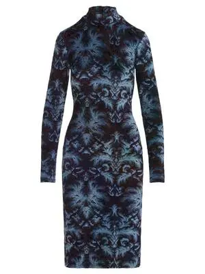 Etro Floral-pattern Mock-neck Midi Dress - Blue