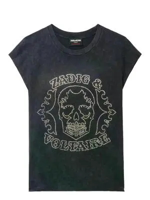 Zadig&Voltaire Skull Strass Embellished Top - Grey