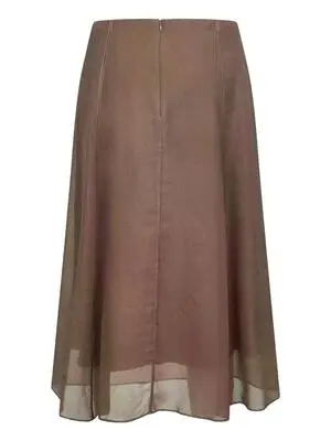 Brunello Cucinelli Stitching-detail A-line Midi Skirt - Brown