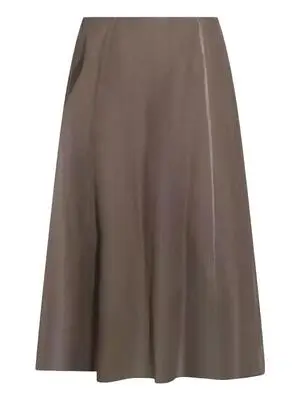 Brunello Cucinelli Stitching-detail A-line Midi Skirt - Brown