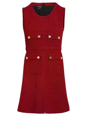 Giambattista Valli Bouclé Button-detailed Dress - Red