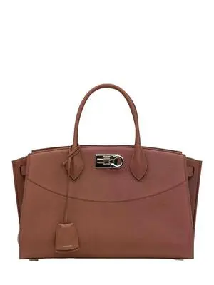 FERRAGAMO Studio Leather Tote Bag - Brown