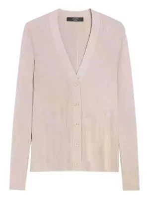Max Mara Gabriel Ribbed V-Neck Cardigan Pink