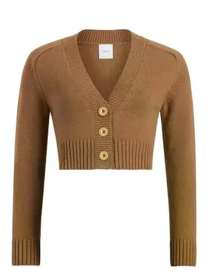 PATOU Button-Embellished Elbow-Patch Cardigan Brown
