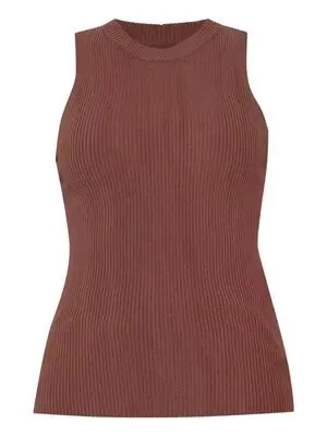 Rick Owens Ribbed-Knit Sleeveless Tank Top Red