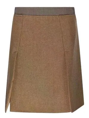 Sportmax Checked-waistband Midi Skirt - Brown