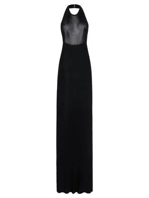 NILI LOTAN Gertrude Knit Maxi Halter Dress - Black