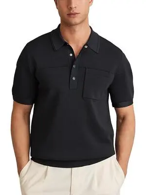 REISS Blinker Pocket Polo Shirt Navy