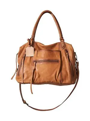 Free People We The Free Emerson Leather Tote - Saddle