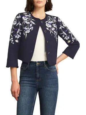 HOBBS LONDON Hinton Floral Embroidered Jacket - Midnight Navy