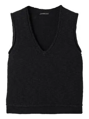 JAMES PERSE Ribbed Cotton And Linen-blend Tank - Black