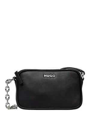 Hugo Rectangular Shoulder Bag With Chain Strap - Black