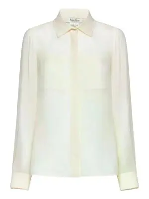 Max Mara Embroidered-pocket Silk Shirt - Neutrals