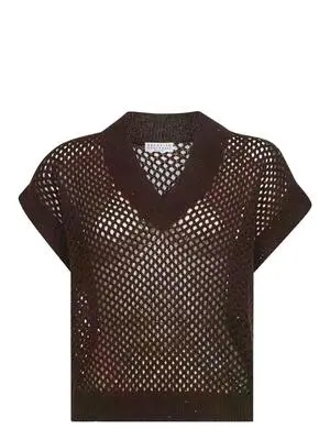 Brunello Cucinelli Sequin-embellished T-shirt - Brown