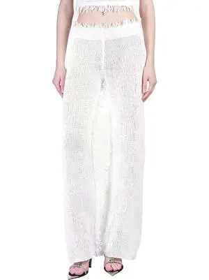 NUE Open Knit Trousers - White