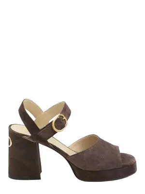 Valentino Garavani 100mm Platform Buckle-strap Sandals - Brown