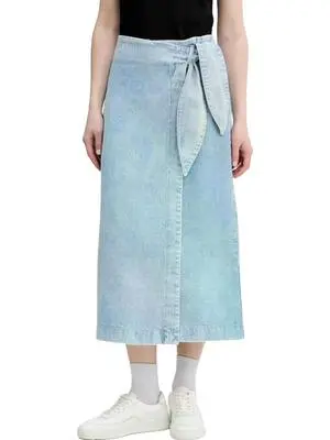 Hugo Tie-front Denim Midi Skirt - Blue