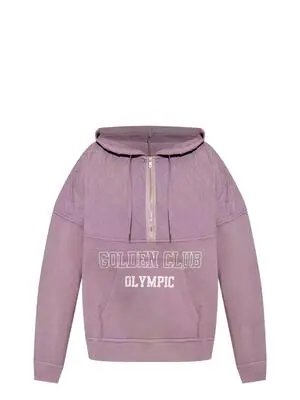 GOLDEN GOOSE Quilted-Panel Half-Zip Hoodie Mauve