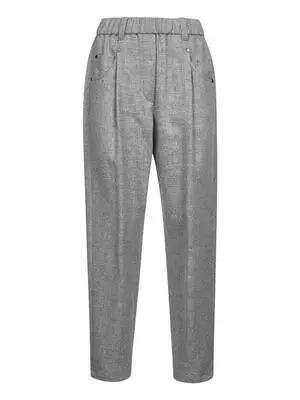 Brunello Cucinelli Elasticated-waistband Pleated Trousers - Grey