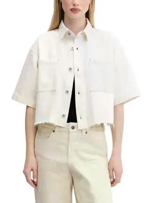 Hugo Frayed-hem Patch-pockets Shirt - Neutrals