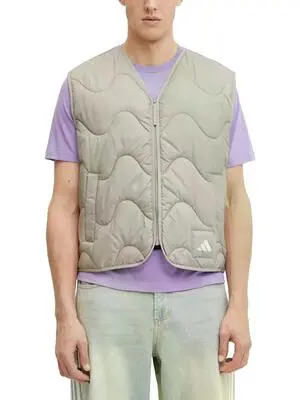 Adidas Logo-patch Quilted-wave Vest - Grey