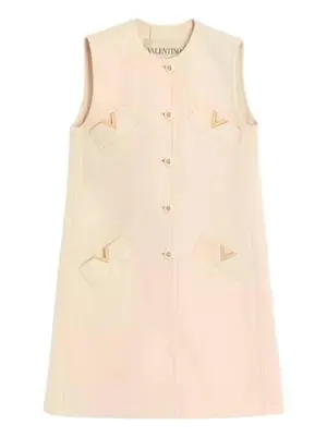 Valentino Garavani Button-up Coat With Vgold Detail - Neutrals