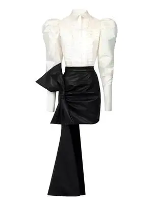 GABY CHARBACHY Puff-sleeve Jumpsuit With Bow Detail - White