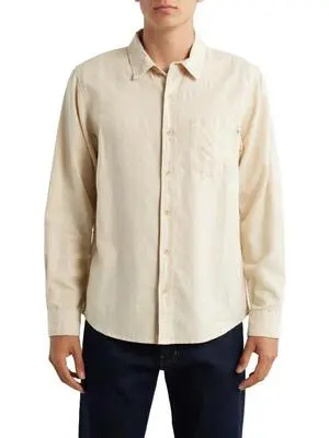 Ag Wesley Linen & Cotton Button-up Shirt - Natural Ivory