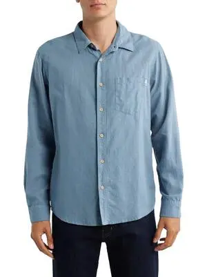 Ag Wesley Linen & Cotton Button-up Shirt - Shore Break