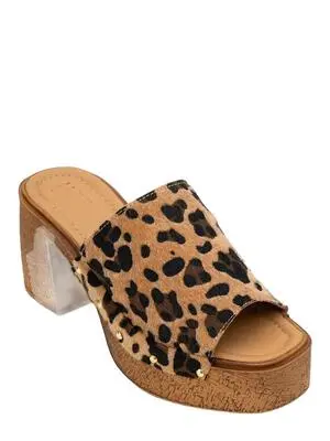 FOREVER & ALWAYS SHOES Leather Platform Mules - Leopard Suede Leather