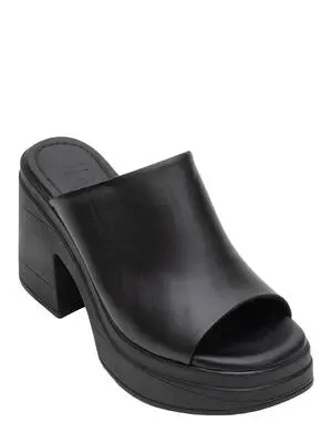 FOREVER & ALWAYS SHOES Nola Leather Platform Mules Black Leather