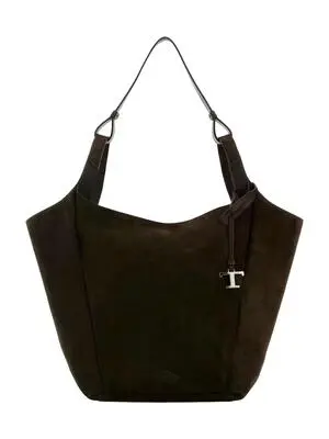 TOD'S Suede T Timeless Tote Bag - Brown