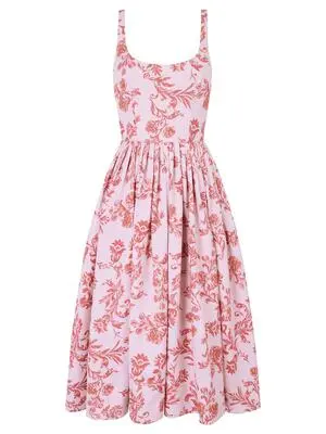 EMILIA WICKSTEAD Eglantine Floral Damask Taffeta Faille Dress - Pink