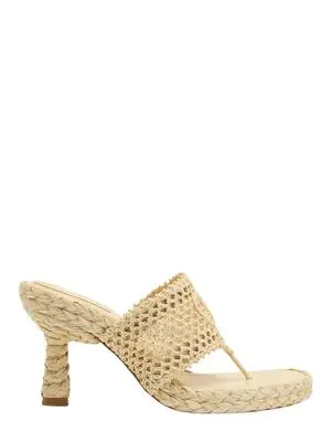 Chloé Isla Raffia Heeled Sandal - Beige