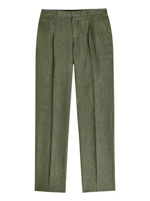 Sunspel Tapered-leg Linen Trousers - Khaki