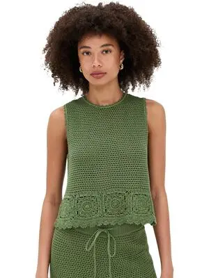 Rails Crochet Knit Sleeveless Top - Dill