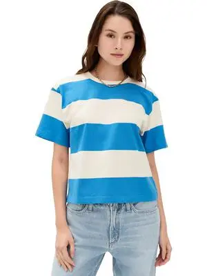 LE BOP Rory Striped Tee - French Blue/ivory