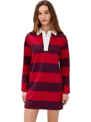 LE BOP Striped Jersey Polo Mini Dress - Red/burgundy