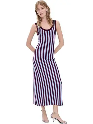 LE BOP Striped Jacquard Knit Maxi Dress - Burgundy/light Blue