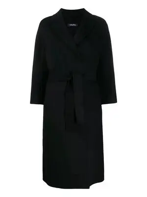 Max Mara Belted Wool Duster Coat - Black